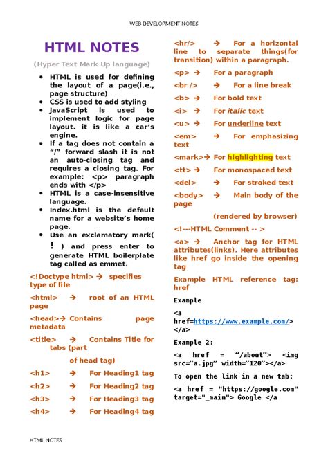 Html Notes Fp Lkmgn Html Notes Hyper Text Mark Up Language Html