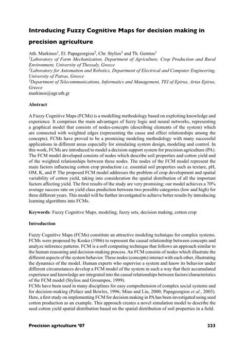 Pdf Introducing Fuzzy Cognitive Maps For Decision Making In Precision Agriculture Dokumen Tips