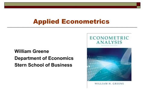 Ppt Applied Econometrics Powerpoint Presentation Free Download Id 460551