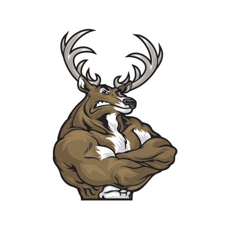 عکس کارتونی بدون پس زمینه ژست گوزن قدرتمند با بدن عضله ای