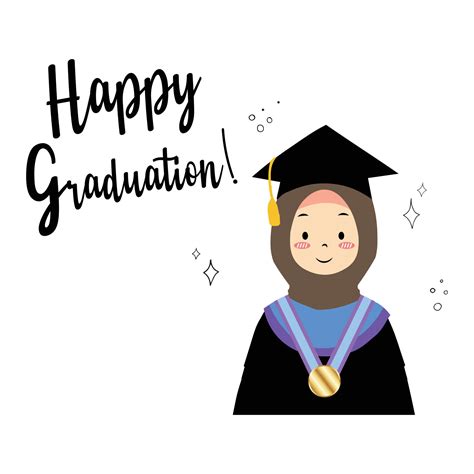 Happy Graduation Vector Illustration Hijab Girl On Graduation
