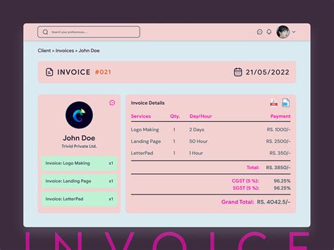 Invoice Ui Designs Themes Templates And Downloadable Graphic Elements On Dribbble
