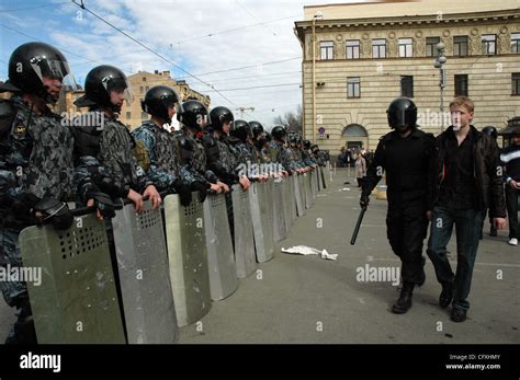 Riot Police Omon Arresting Participants Of The `dissenters` March In St