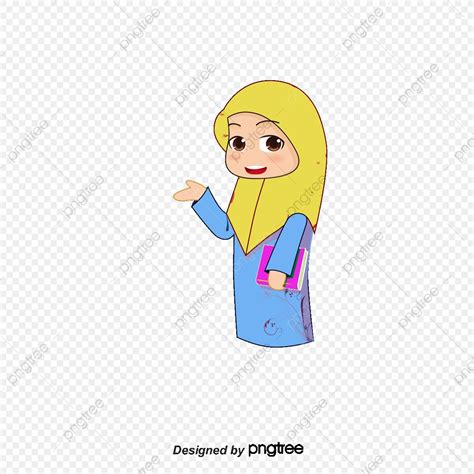 รูปผู้หญิงวาดภาพระบายสีอาหรับมุสลิมถือหนังสือ Png การ์ตูนผู้หญิง หญิงชาวอาหรับวาดด้วยมือ