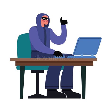 Hacker Using Laptop Stock Vector Illustration Of Crime 253372417