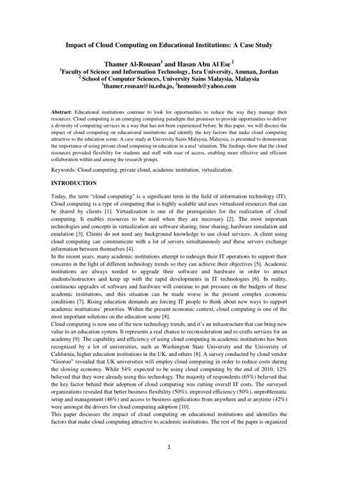 PDF Impact Of Cloud Computing On Educational Institutions A Case Study