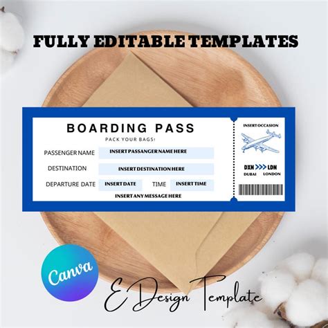 Editable Boarding Pass Template Surprise Trip Ticket Digital Download