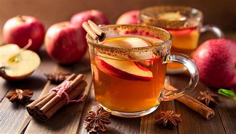 Warm Apple Cider With Cinnamon Background Apple Cider Cinnamon Star