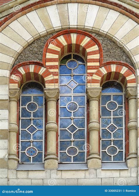 Gothic Stained Glass Arch Window Leaded Sash Royalty Free Stock