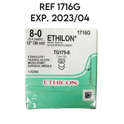 New Ethicon Ref 1716g Ethilon Nylon Suture Black Monofilament 8 0 04