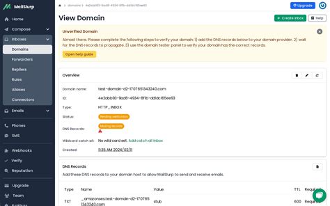 custom domains mailslurp documentation