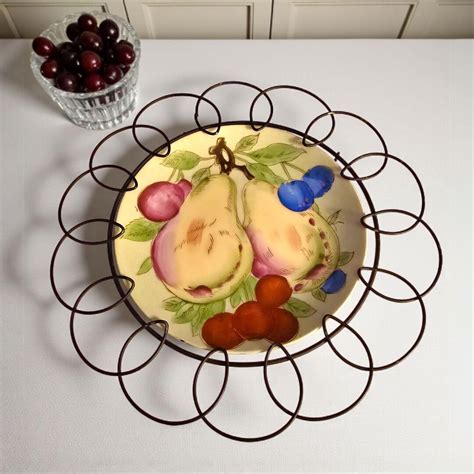 Vintage Ceramic Fruit Plate Metal Frame Japan Decor J2 Etsy