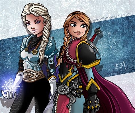Frozen Warrior Princesses Elsa And Anna By Edmoffatt On Deviantart