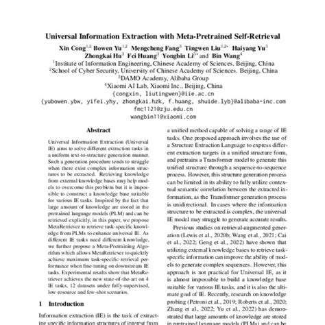 Universal Information Extraction With Meta Pretrained Self Retrieval