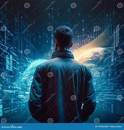 Big Data Technology And Data Science With Person Generative Ai Stock Illustration