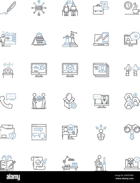 Cooperative Unit Line Icons Collection Synergy Collaboration