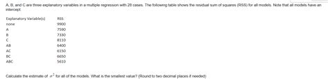 solved a ﻿b ﻿and c are three explanatory variables in a