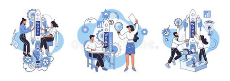 team solving complex problems teamwork vector illustration metaphor