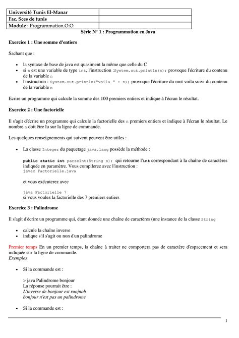 SOLUTION Exercice Java Studypool