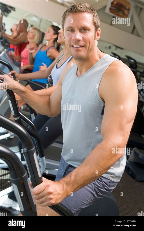 Man Running On Treadmill At Gym Stock Photo Alamy