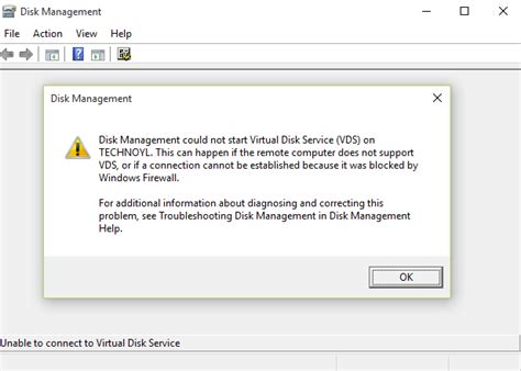 Fixed Disk Management Unable To Connect To Virtual Disk Service