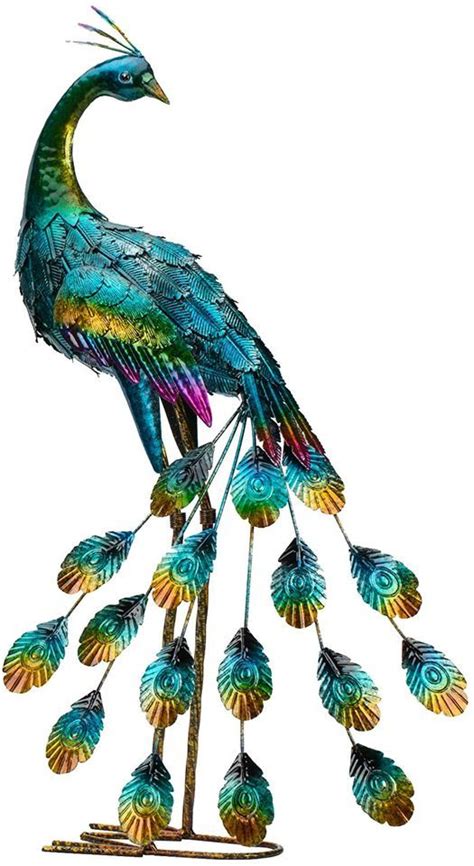 1 Piece Metal Peacock Garden Statue And Sculpture Peacocks Yard Art Lawn Ornament For Outdoor