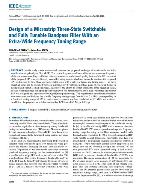 Design Of A Microstrip Three State Switchable And Fully Tunable