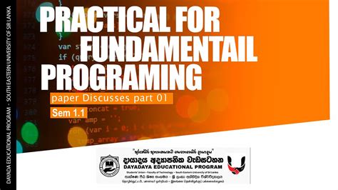 Practical For Fundamental Of Programming Semester 11 C Programming Bict Sinhala Medium