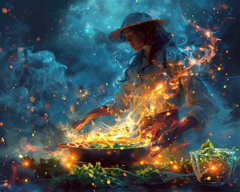 Food Themed Magical Spells In A Culinary Battle Stock Image Image Of