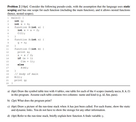 Solved Problem Pt Consider The Following Pseudo Code Chegg