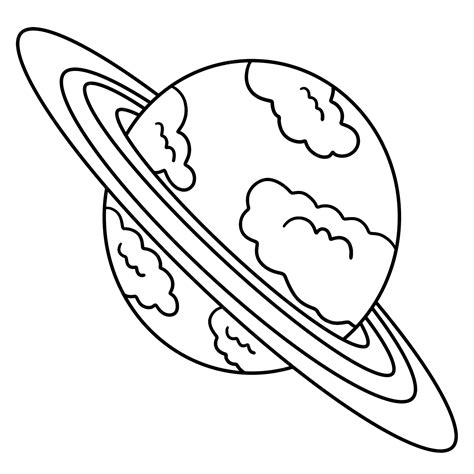 어린이를 위한 행성 토성 고립 색칠 공부 페이지 프리미엄 벡터