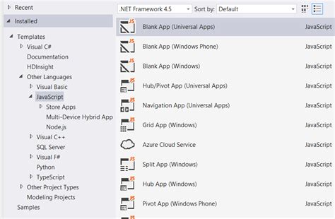 Visual Studio Ultimate JavaScript Templates Missing Stack Overflow