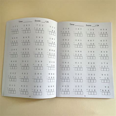 32 Pages Math Arithmetic Workbook Addition And Subtraction Within 1000