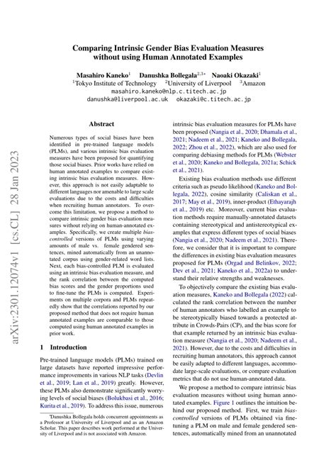 Pdf Comparing Intrinsic Gender Bias Evaluation Measures Without Using