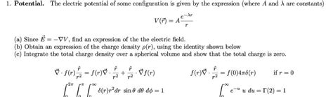 Solved V r Areλr a Since E V find an expression of Chegg com