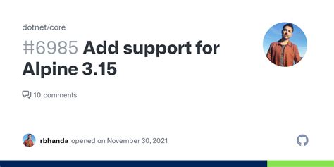 Add Support For Alpine 315 · Issue 6985 · Dotnetcore · Github