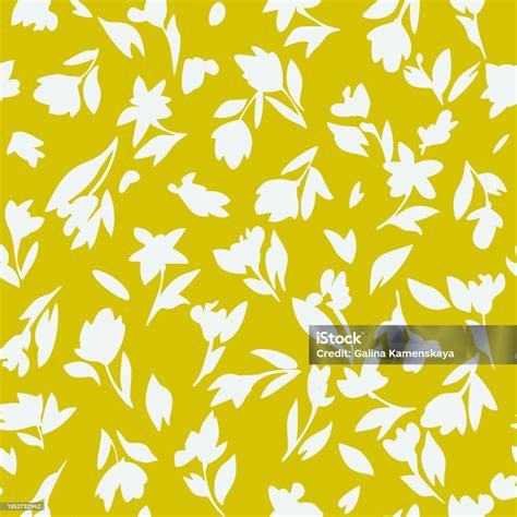 식물원면의 매끄러운 패턴 잎이 있는 봄 꽃꽃을 형성하는 실루엣 플랫 빈티지 스타일의 심플한 자연 모티프 벽지 인쇄 직물 및 직물에 대한 꽃 장식 0명에 대한 스톡 벡터 아트