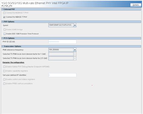 5 1g 2 5g 5g 10g Multirate Ethernet Phy Intel® Fpga Ip Parameters