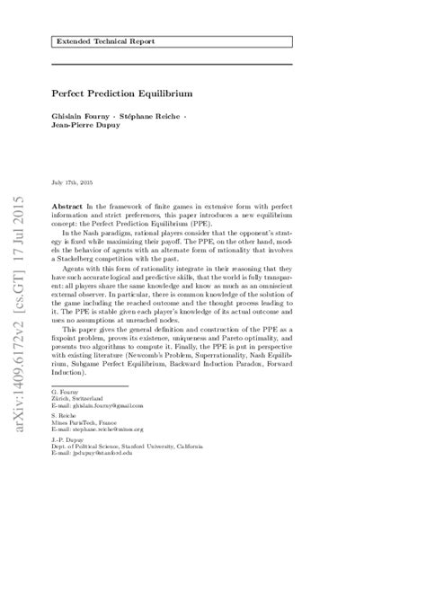 pdf perfect prediction equilibrium ghislain fourny