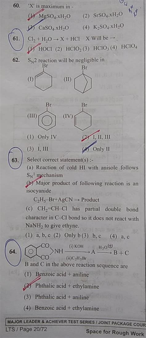Cl2 H2 O→xhclx Will Be → B Hocl 2 Hclo2 3 Hclo3 4 Hclo4 62