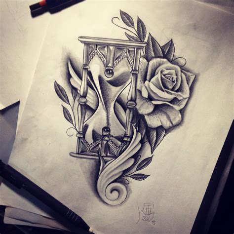 Sand Timer Drawing Tattoo