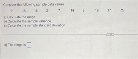 Solved Consider The Following Sample Data Values