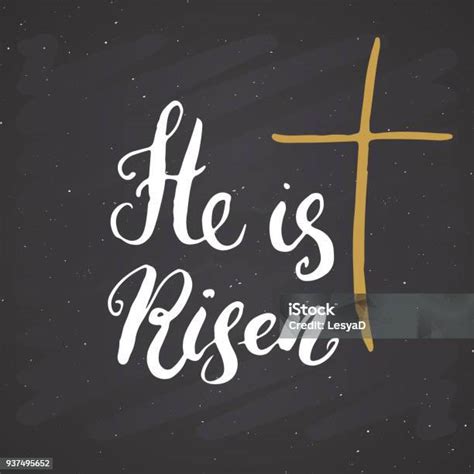 เขาลุกขึ้นตัวอักษรสัญญาณทางศาสนาที่มีสัญลักษณ์ไม้กางเขน ข้ามคริสเตียนวาดด้วยมือ ป้ายย้ ภาพประกอบ