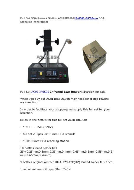 Full Set BGA Rework Station ACHI IR6500/IR-6500+90*90mm BGA ...