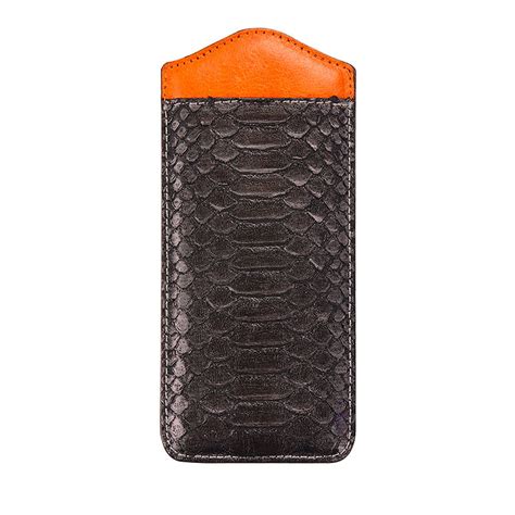 Platinum Python And Orange Leather Eyeglass Case Lisa Mackey