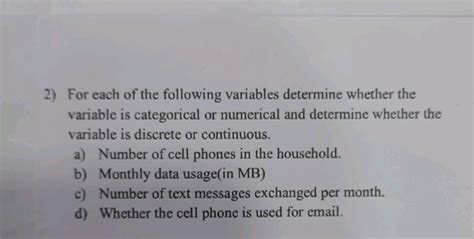 2 For Each Of The Following Variables Studyx