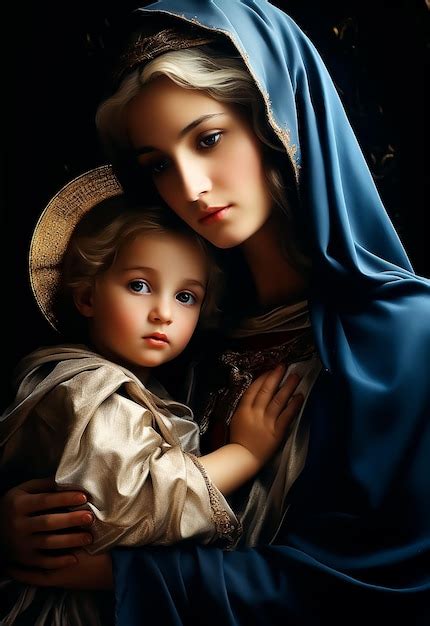 Premium Ai Image Iconic Holy Mother Holding Baby Jesus