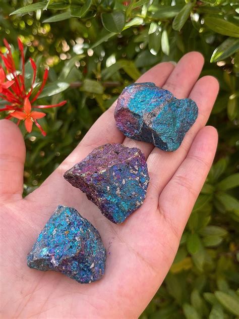 Gaf Treasures 3 Pcs Raw Chalcopyrite Crystals Natural