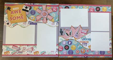 Simple Scrapbook Layout With Buttons And Stickers