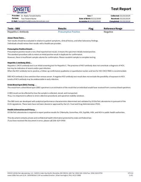 Hepatitis C Test Onsite Clinical Care